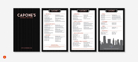 Menu - Capone's Restaurant and Lounge - Mellarium Creative • A Hive of ...